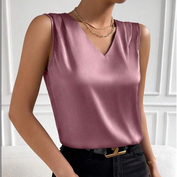 Tops | Elegant Classic V Neck Sleeveless Office Work Tank Top Blouse ...